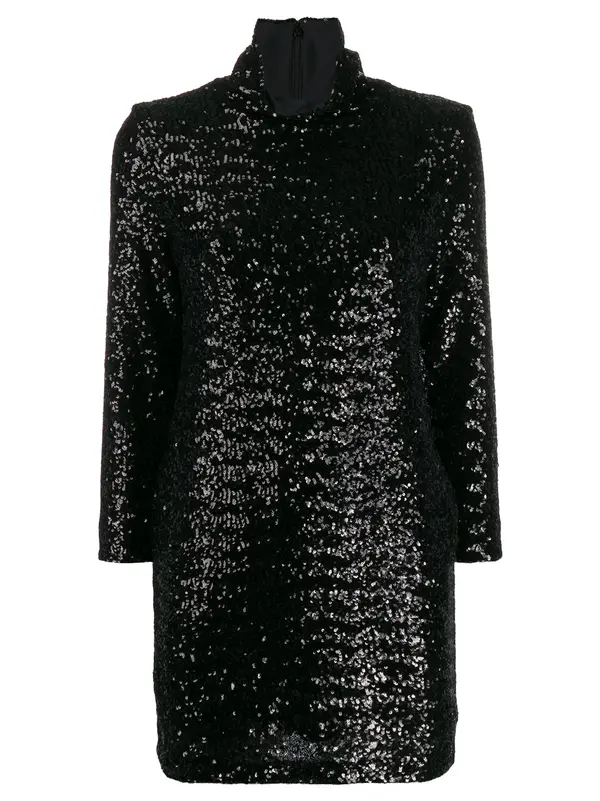 Fabiana Filippi Roll-neck Sequined Mini Dress - Black