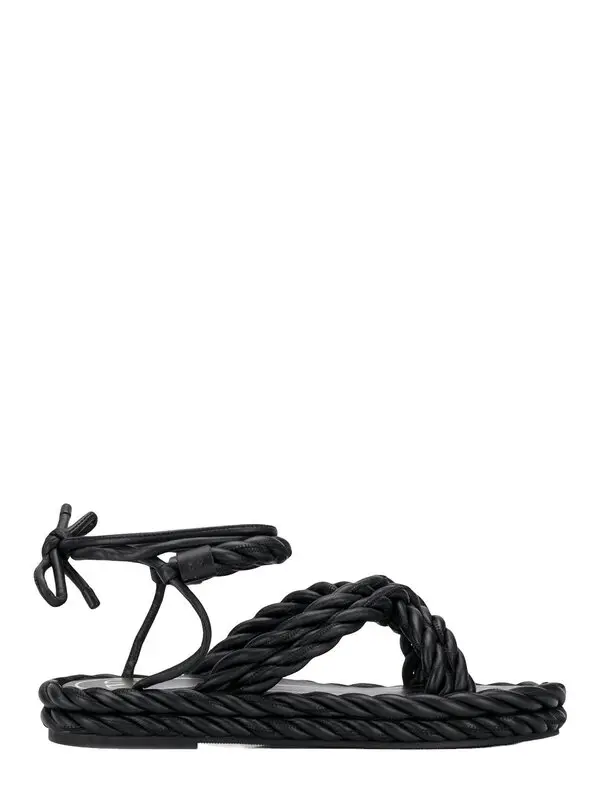Valentino Garavani Rope Ankle-tie Sandals - Black