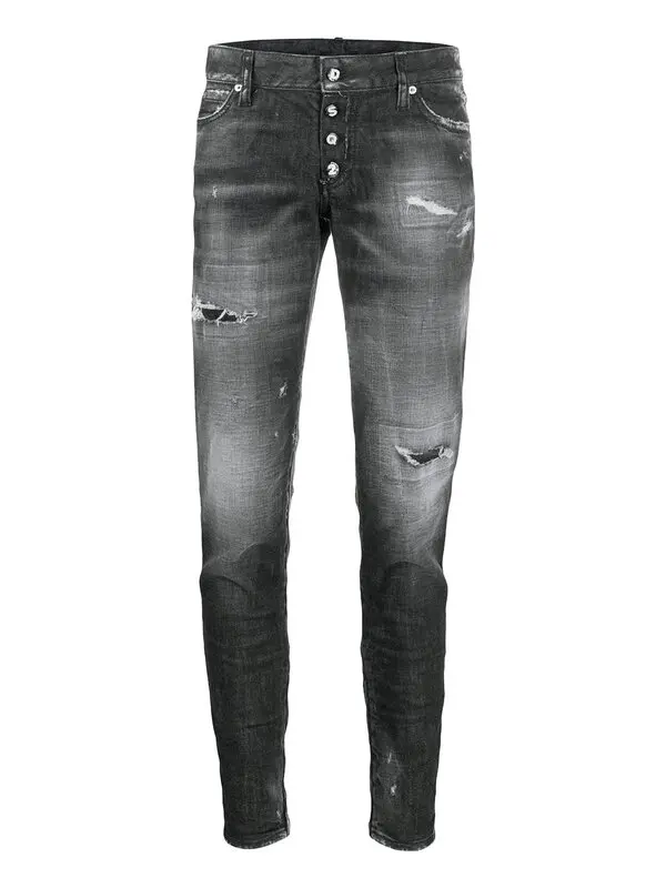 Dsquared2 Distressed Skinny Trousers With Zips - Black