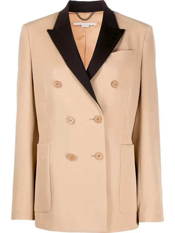 Stella McCartney Contrast-lapel Double-breasted Jacket - Neutrals