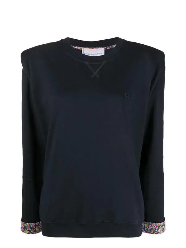 Philosophy Di Lorenzo Serafini Shoulder Pad Cotton Sweatshirt - Blue