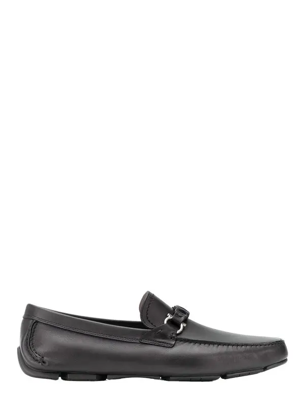FERRAGAMO Gancini Leather Loafers - Black