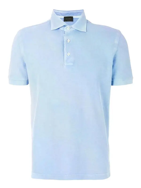 DELL'OGLIO Short Sleeved Polo Shirt - Blue