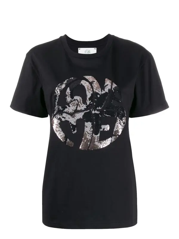 Alberta Ferretti Love Me Embellished T-shirt - Black