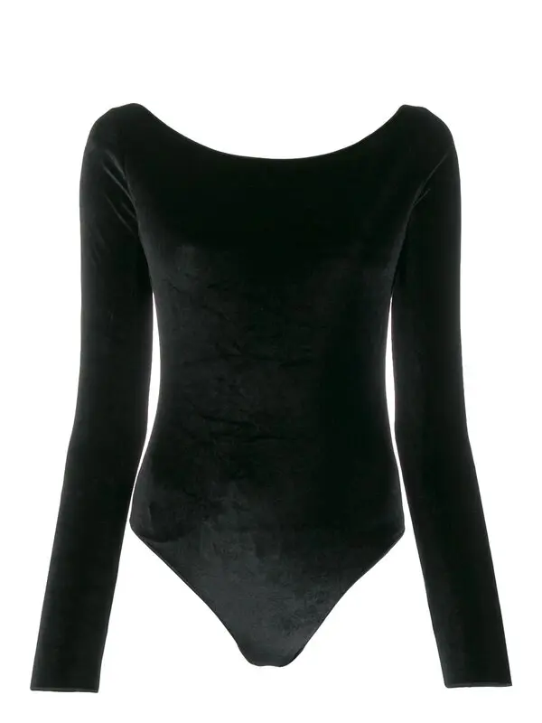 Oseree Slim-fit Backless Bodysuit - Black