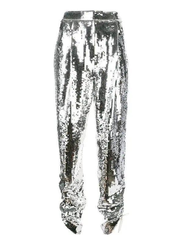 Tibi Avril Sequinned Trousers - Silver