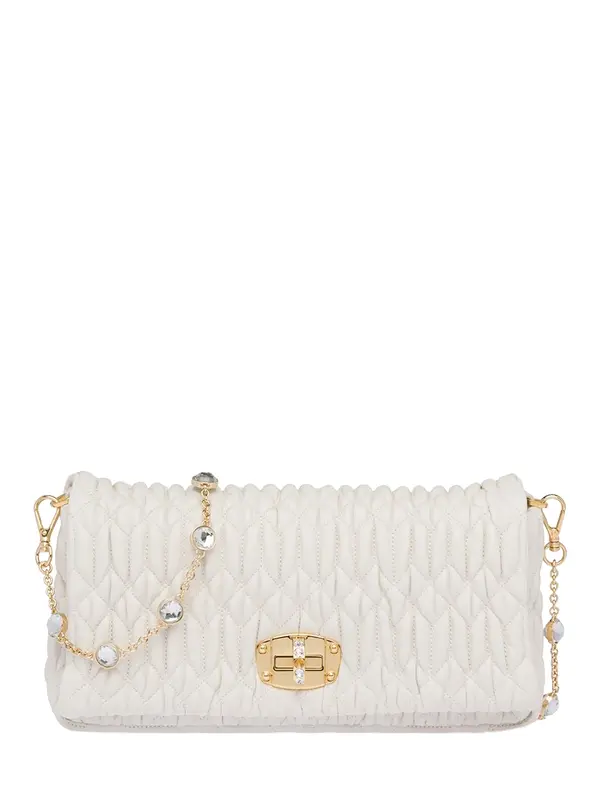 Miu Miu Crystal Shoulder Bag - White