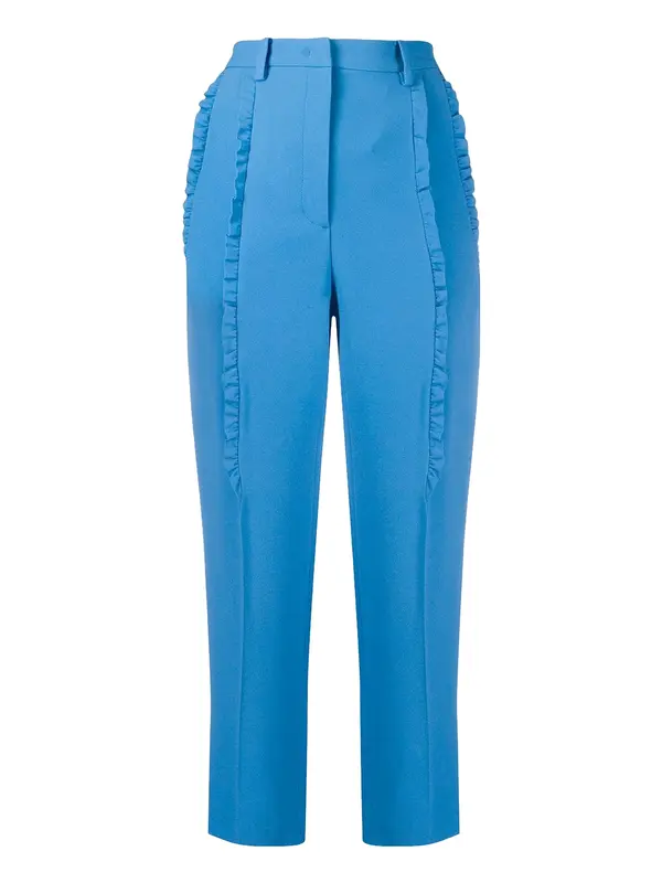 N°21 Ruffle Trim Cigarette Trousers - Blue