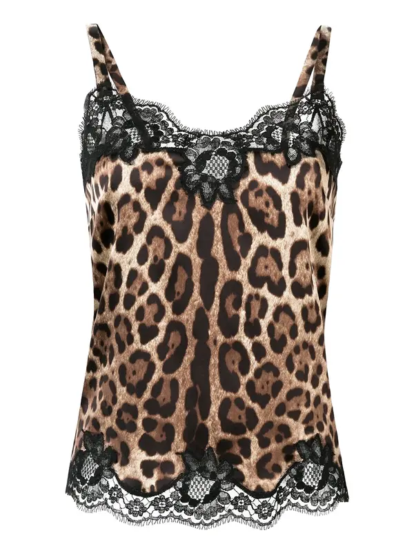 Dolce & Gabbana Leopard Print Camisole Top - Brown