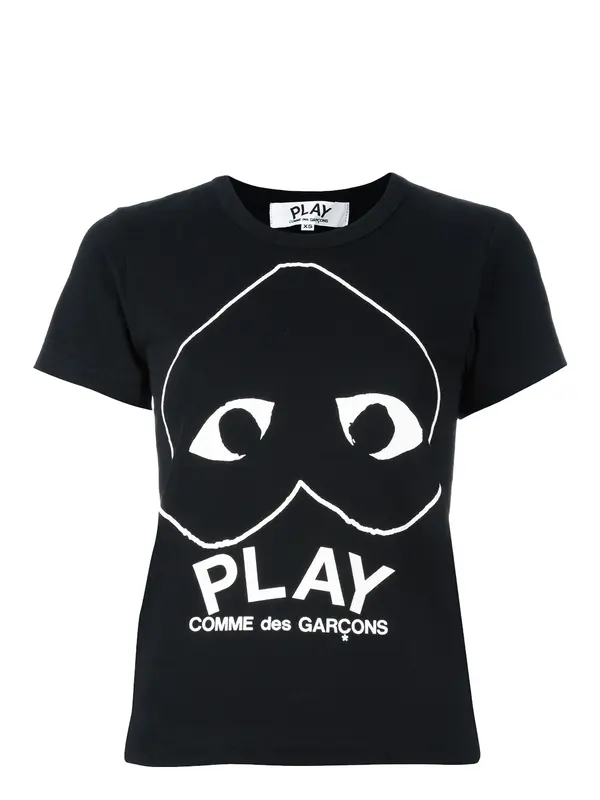 Play Comme Des Garcon Logo Print T-shirt - Black