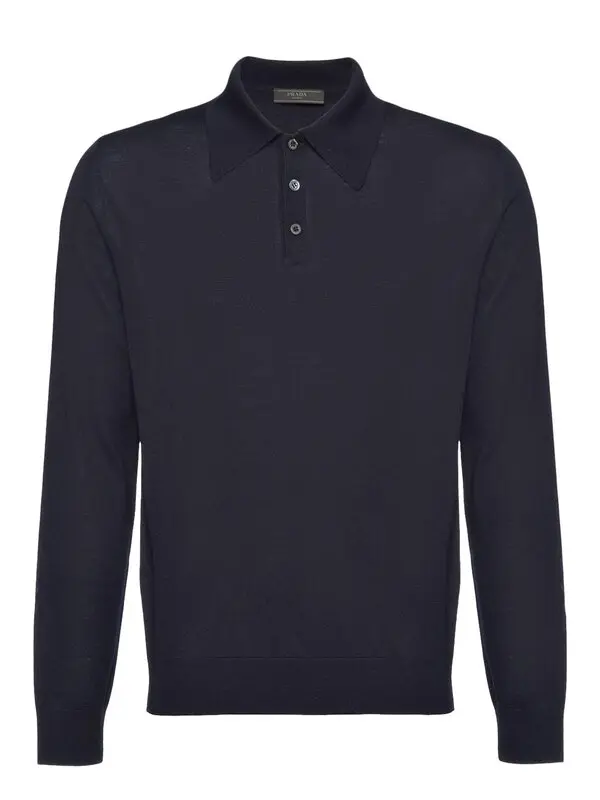 Prada Worsted Wool Polo Shirt - Blue