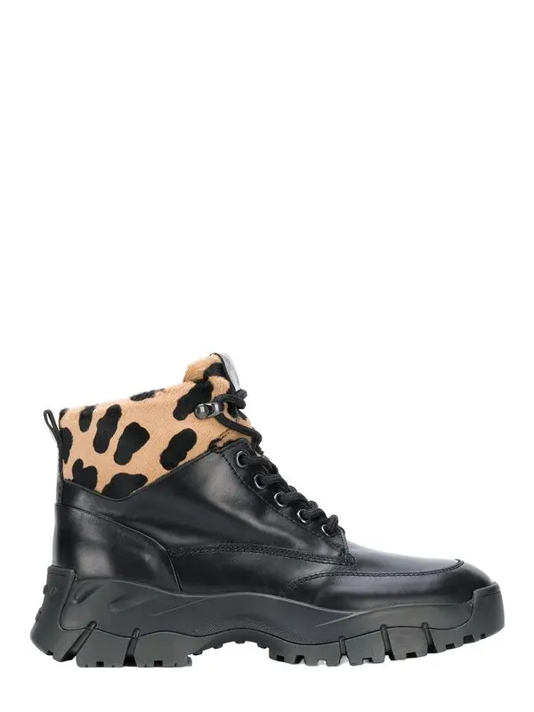 TOD'S Leopard Print Ankle Boots - Black