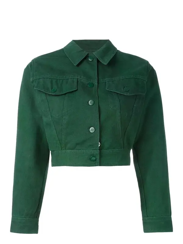 Jean Paul Gaultier Cropped Denim Jacket - Green