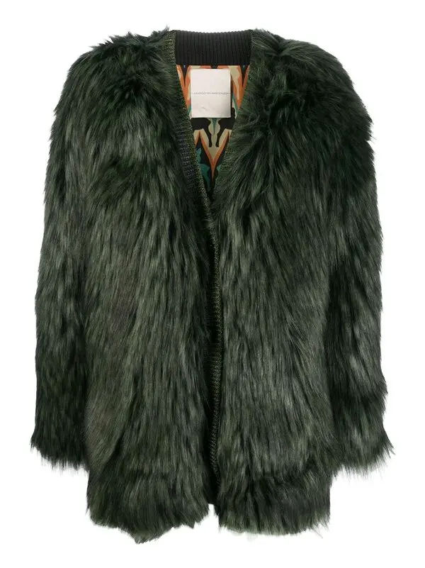 Marco De Vincenzo Faux Fur Mid-length Coat - Green