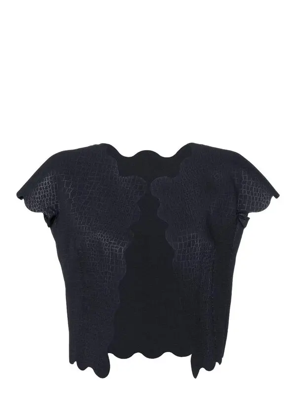Comme Des Garçons Scalloped Crocodile-embossed Waistcoat - Black