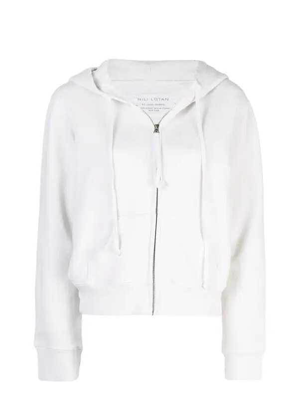 NILI LOTAN Cotton Drawstring Hoodie - White