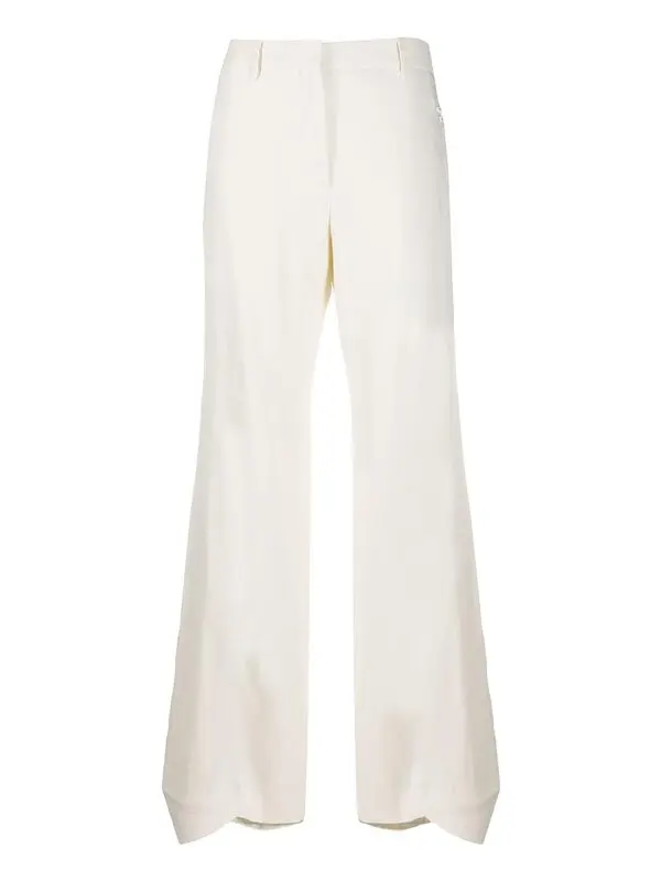 Off-White Flared Curved Cuff Trousers - Neutrals