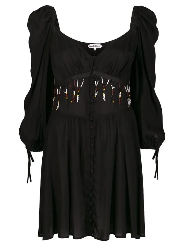 GIACOBINO Bead Embellished Mini Dress - Black