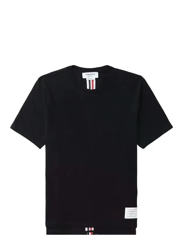 Thom Browne Stripe-detail Cotton T-shirt - Blue