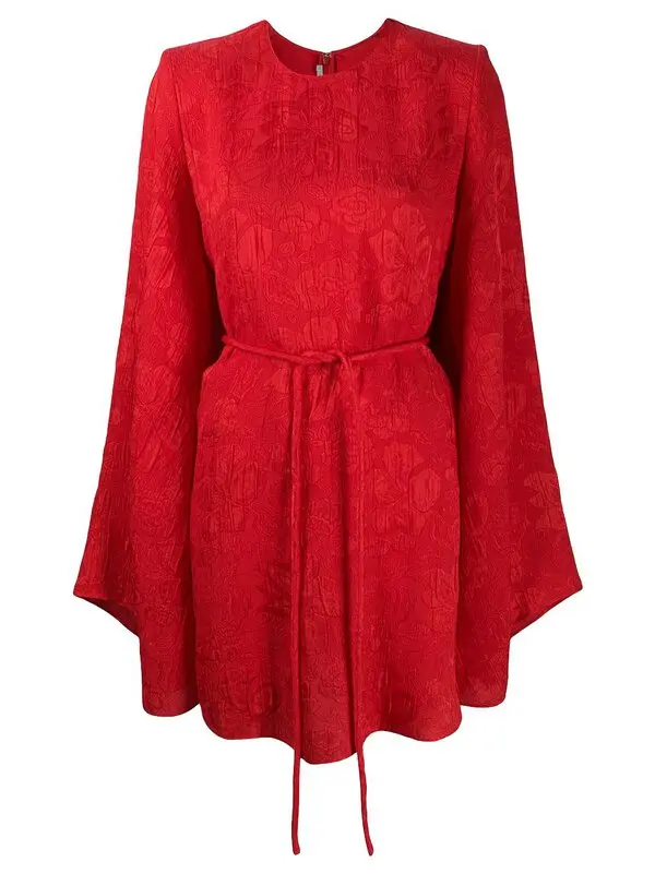 Stella McCartney Silk Brocade Floral Dress - Red