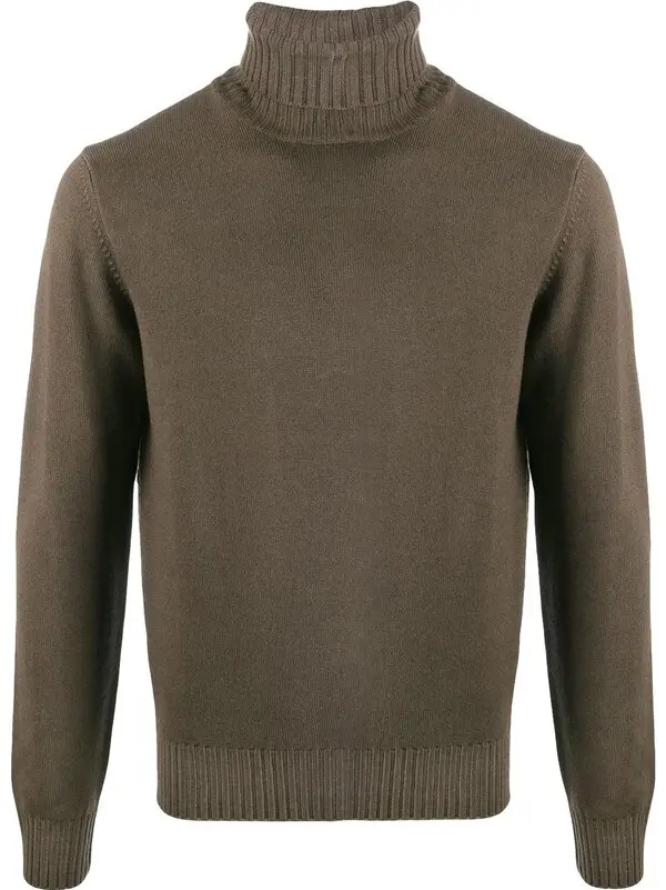 DELL'OGLIO Mastice Ribbed Roll-neck Jumper - Brown