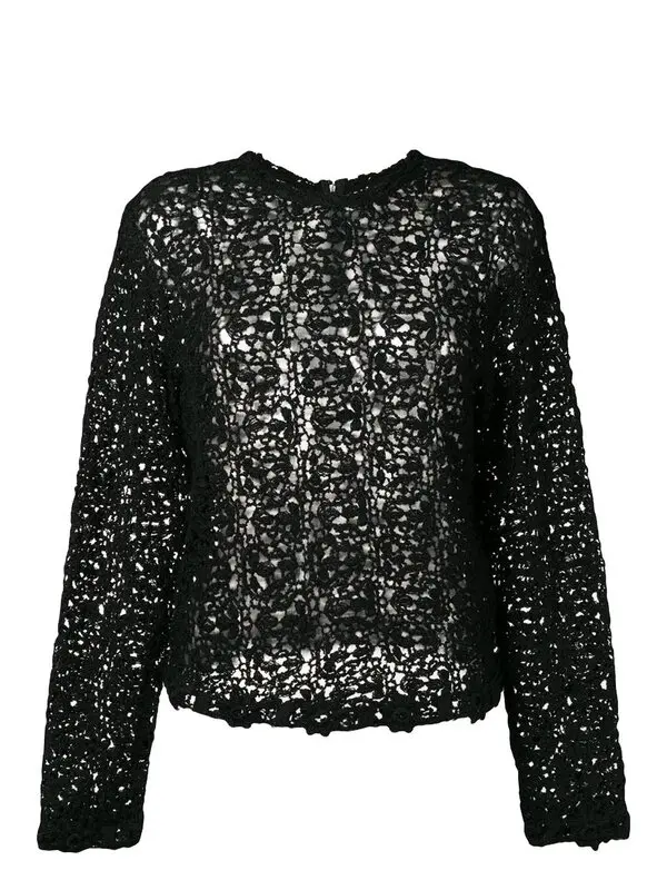 Comme Des Garçons Crochet Long Sleeved Blouse - Black