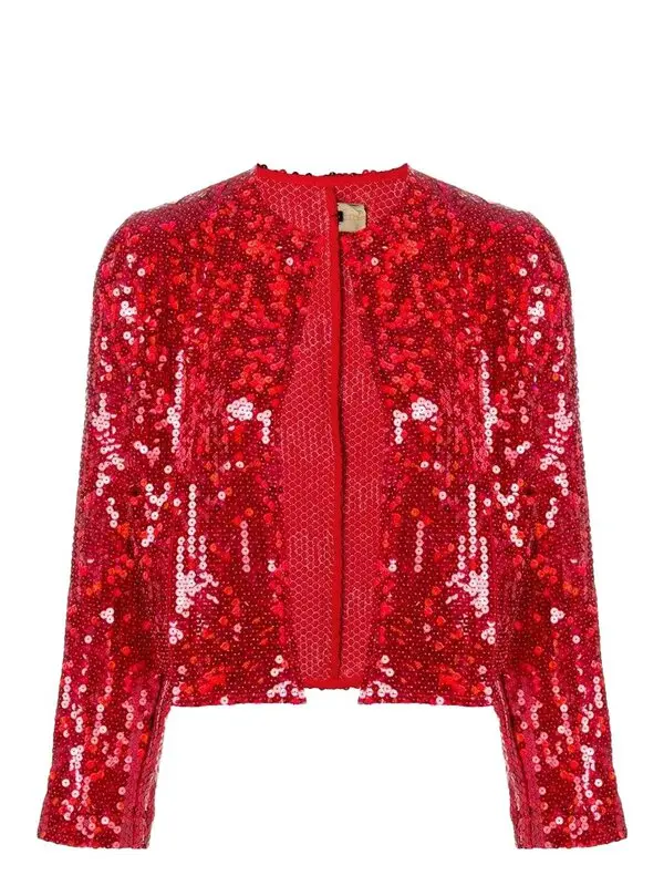 Comme Des Garçons 1999 Sequin Embellished Cropped Jacket - Red
