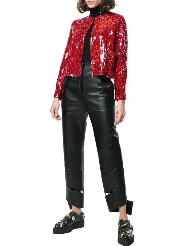 Comme Des Garçons 1999 Sequin Embellished Cropped Jacket - Red