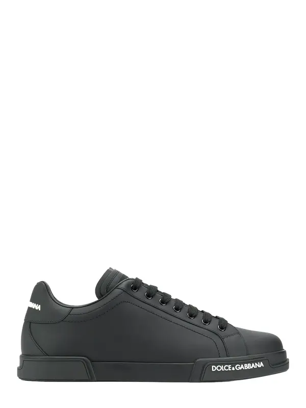 Dolce & Gabbana Portofino Leather Sneakers - Black