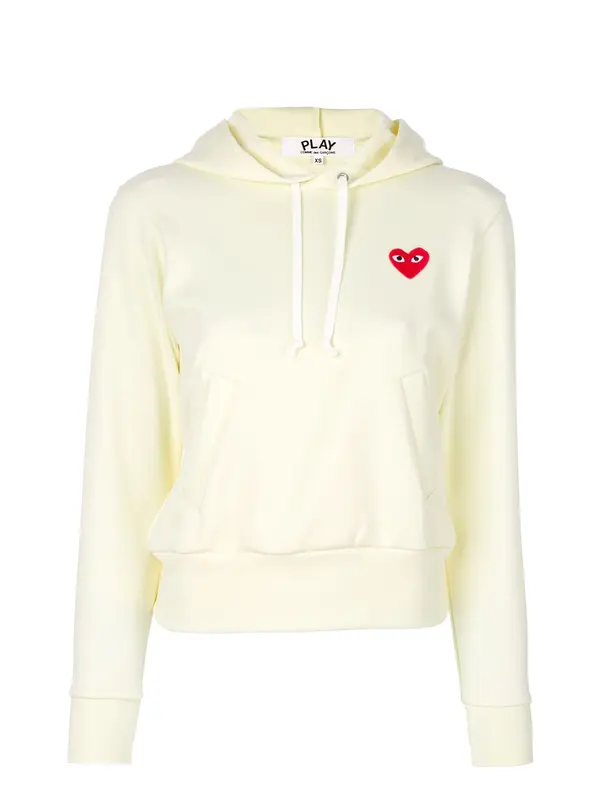 Play Comme Des Garcon Heart-patch Hoodie - White