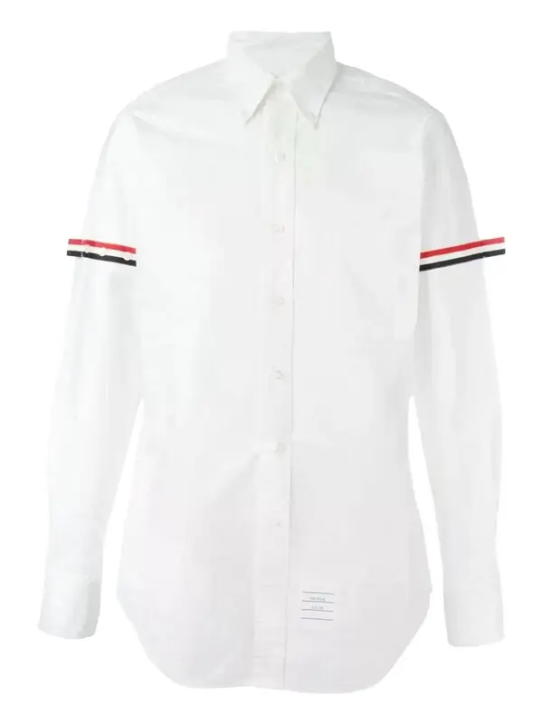 Thom Browne Grosgrain-armband Cotton Shirt - White