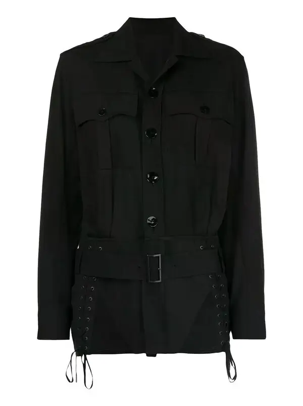 Jean Paul Gaultier Lace-up Detailing Belted Jacket - Black