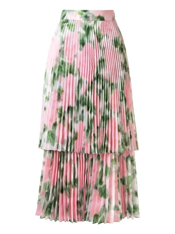 RICHARD QUINN Floral Print Pleated Skirt - Pink