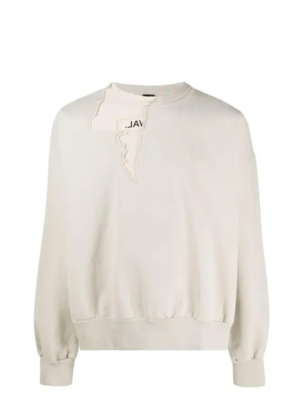VAL KRISTOPHER Distressed Layered Sweatshirt - Neutrals