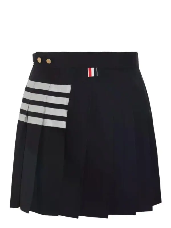 Thom Browne Pleated Mini Skirt With Signature 4-bar Stripes - Blue