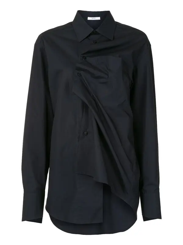 AGANOVICH Twist Front Longline Shirt - Black
