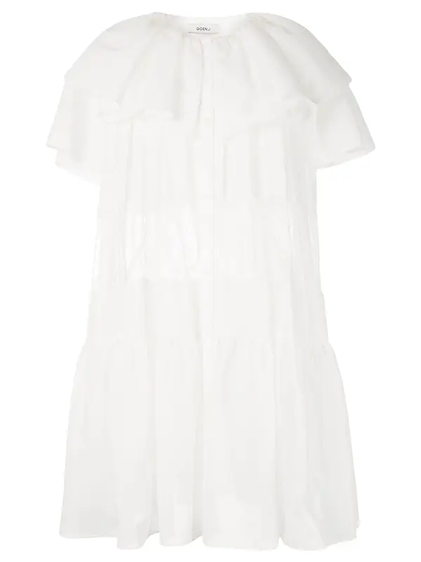 Goen.j Tiered Mini Dress - White