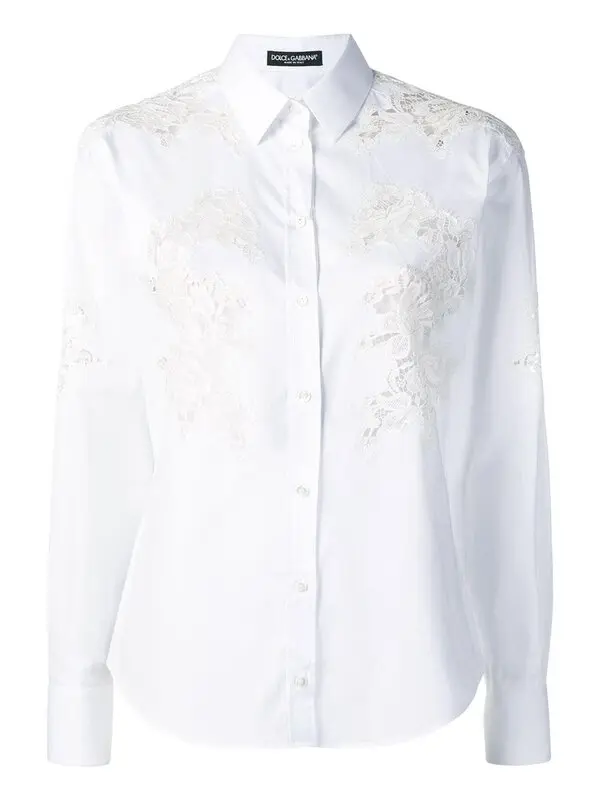 Dolce & Gabbana Lace Insert Shirt - White