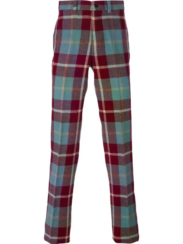 Jean Paul Gaultier Straight Leg Tartan Trousers - Multicolour