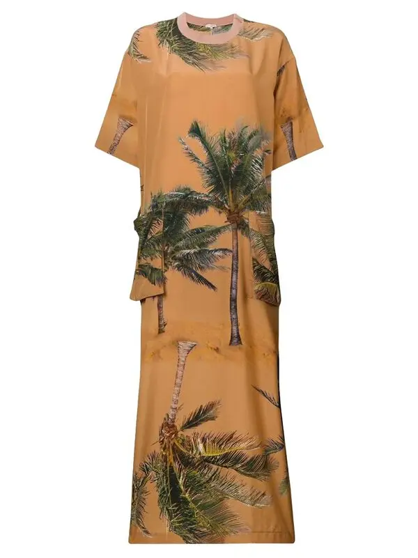 Natasha Zinko Palm Tree Print Maxi Dress - Neutrals