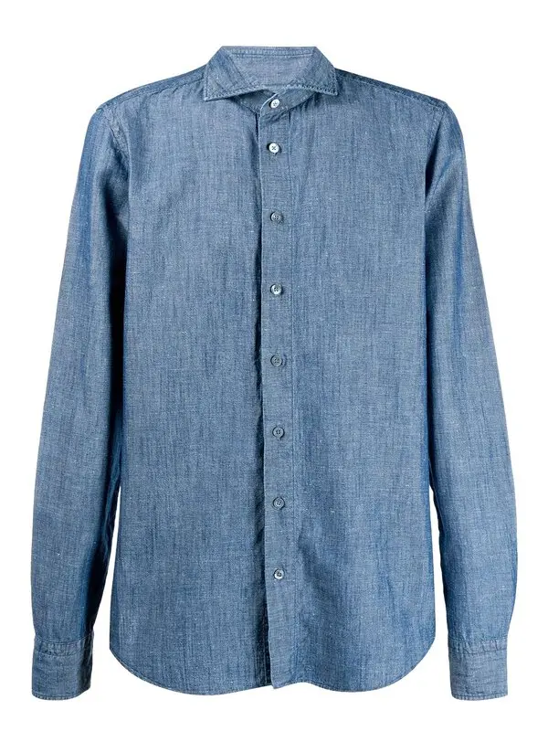 DELL'OGLIO A Cutaway Collar Shirt - Blue
