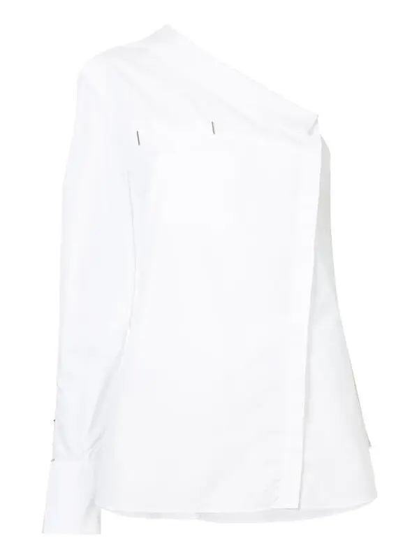MUGLER Asymmetric One-shoulder Shirt - White