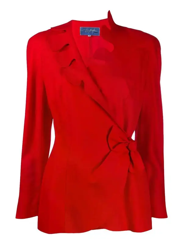 Thierry Mugler Scalloped Neck Wrap Jacket - Red