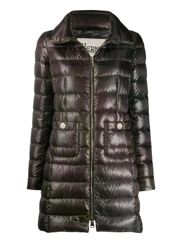 Herno Quilted Zip-up Coat - Brown