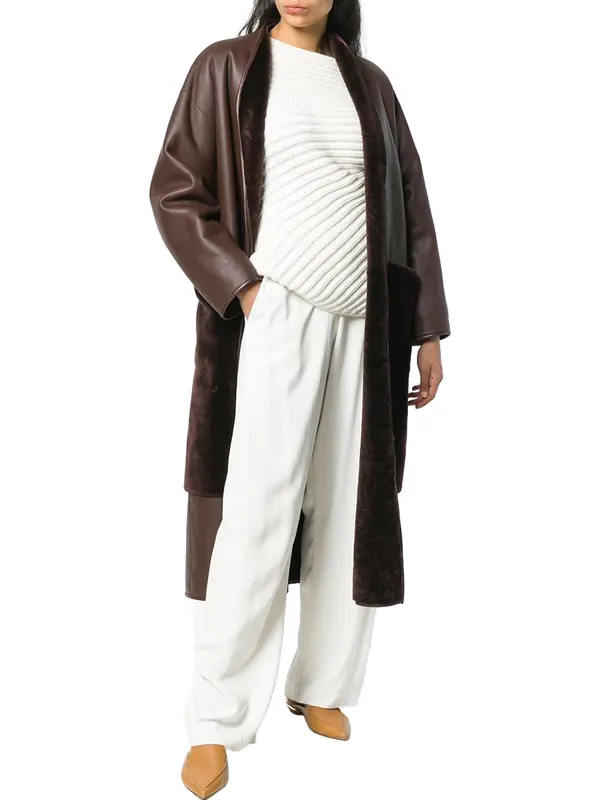 THE ROW Belted Mid-length Coat - Brown