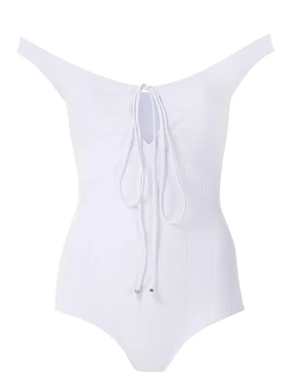 AMIR SLAMA Lace-up Bodysuit - White