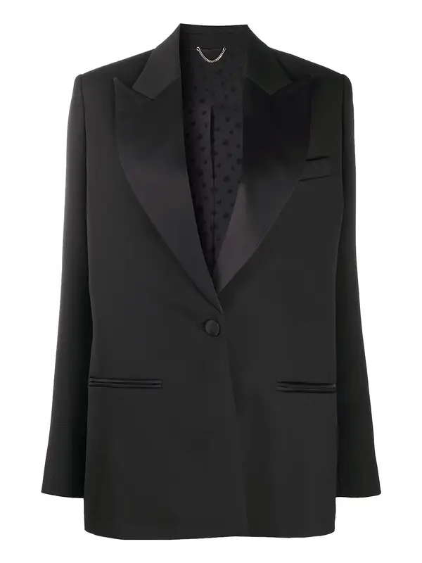 Magda Butrym Satin Lapel Blazer - Black
