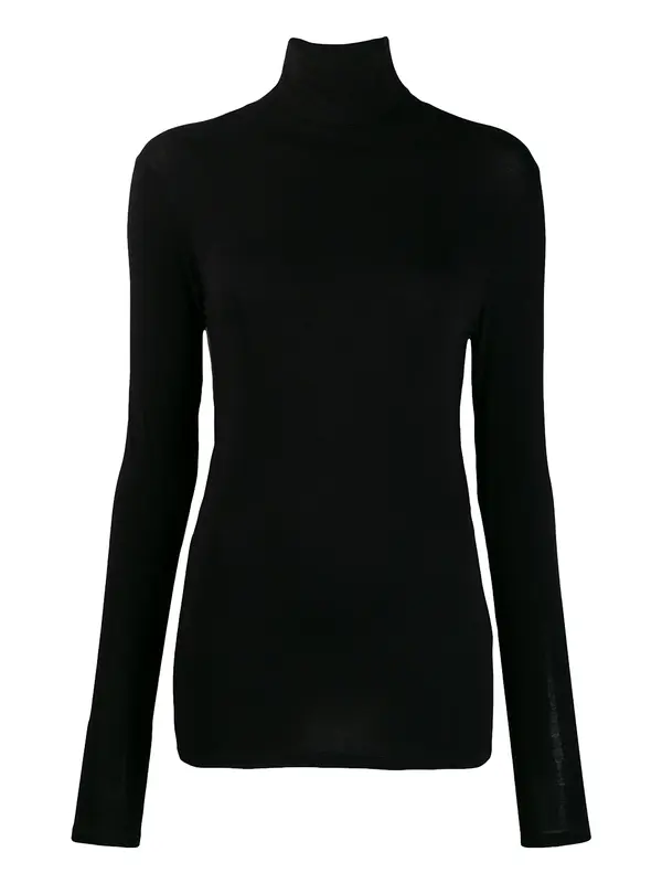 Majestic Filatures Turtleneck Jersey Top - Black