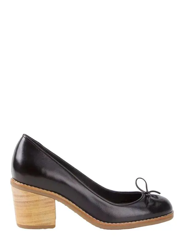 STUDIO CHOFAKIAN Leather Chunky Heel Pumps - Black