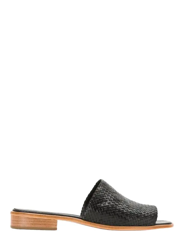 STUDIO CHOFAKIAN Textured Leather Slides - Black